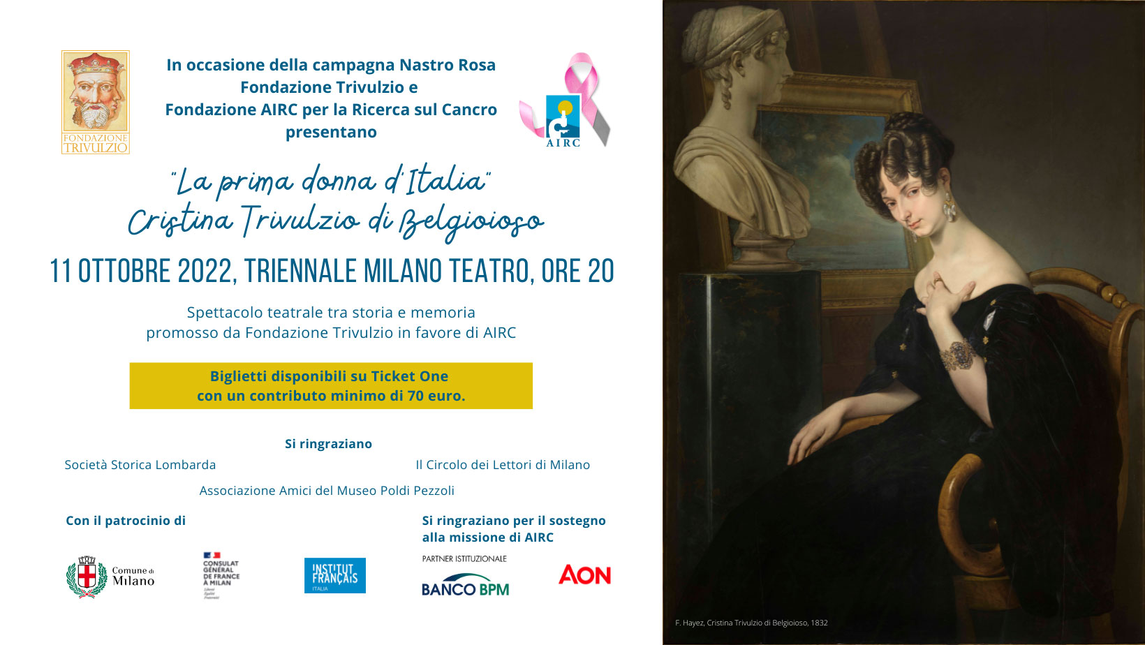 "La prima donna d'Italia" spettacolo inedito a favore di AIRC